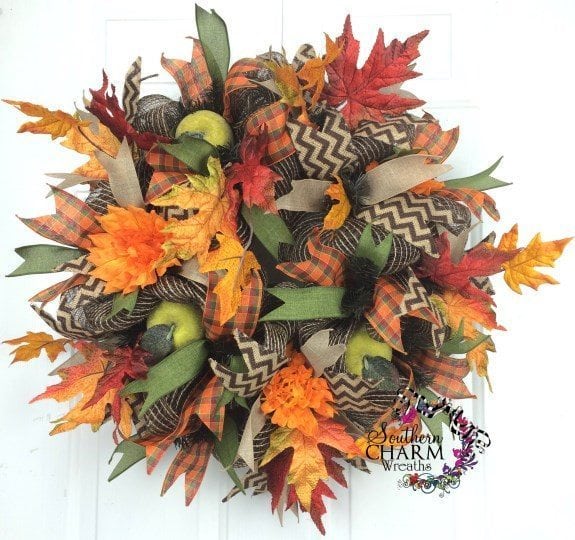 Fall Deco Mesh and Fall Burlap Wreaths