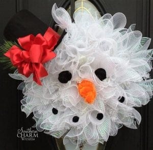 How to Make Deco Mesh Snowman Wreath