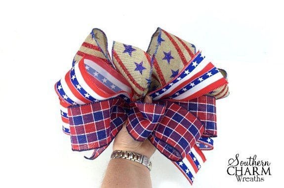 How to Make a Popular Multi Ribbon Patriotic Bow - Southern Charm Wreaths