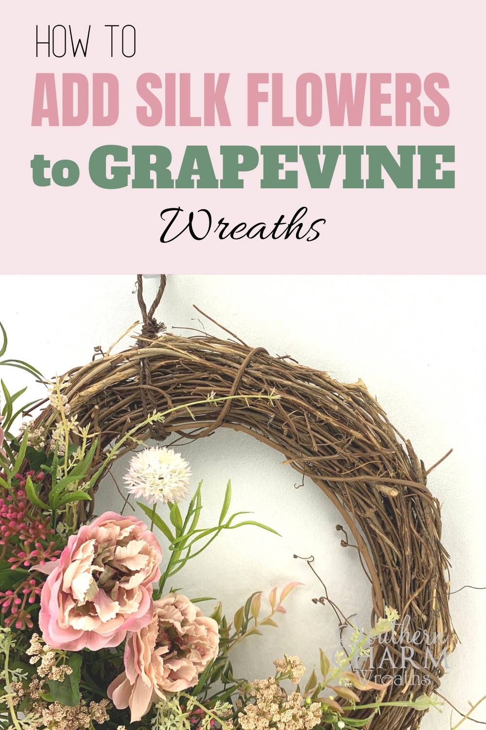 The Correct Way to Insert Flower Stems Into Grapevine Wreaths