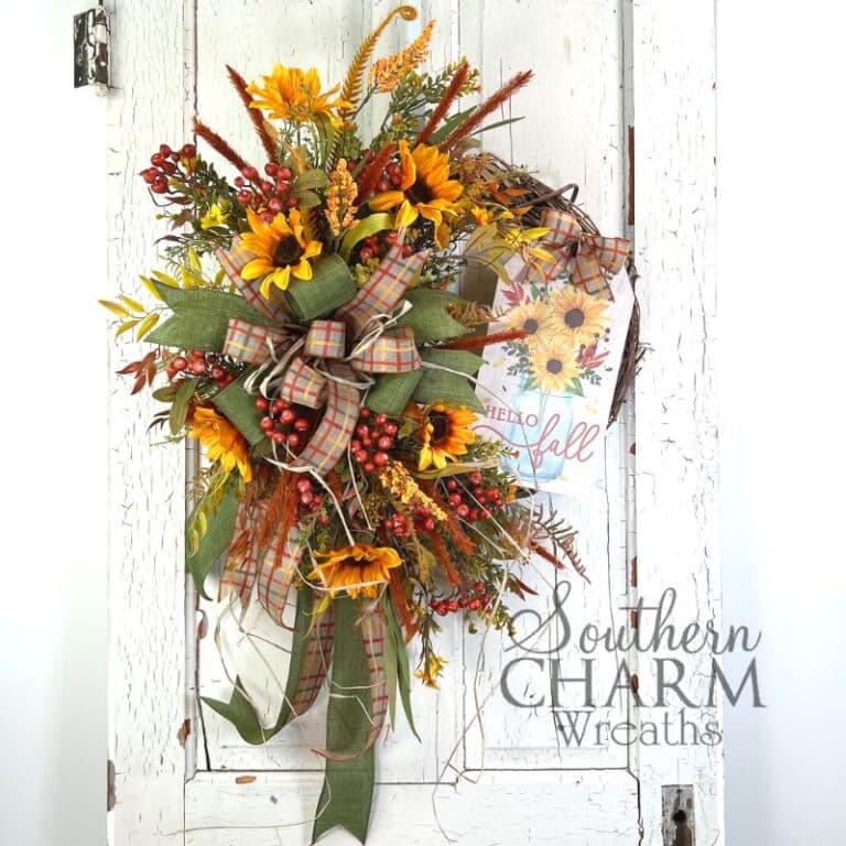 DIY Sunflower Hello Fall Grapevine Wreath - Southern Charm Wreaths