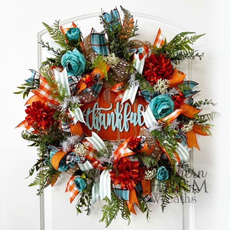 Fall Deco Mesh Thankful Wreath - Southern Charm Wreaths