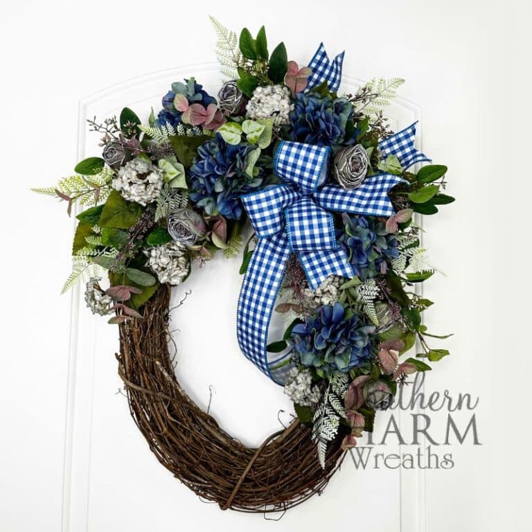 Late Summer Blue Hydrangea Wreath - Southern Charm Wreaths